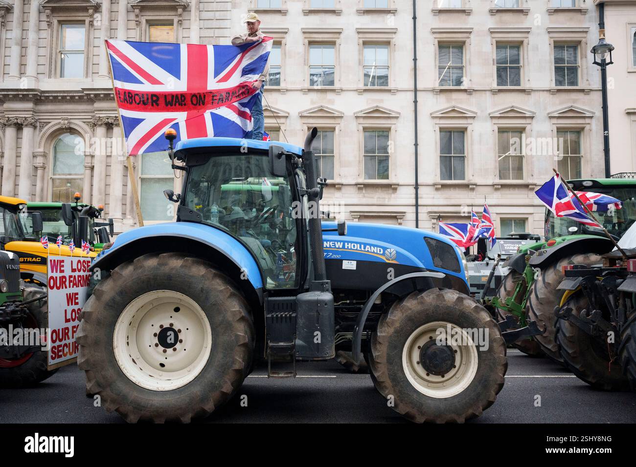 British farmers from ‘Save British Farming’, protest with a mass ...