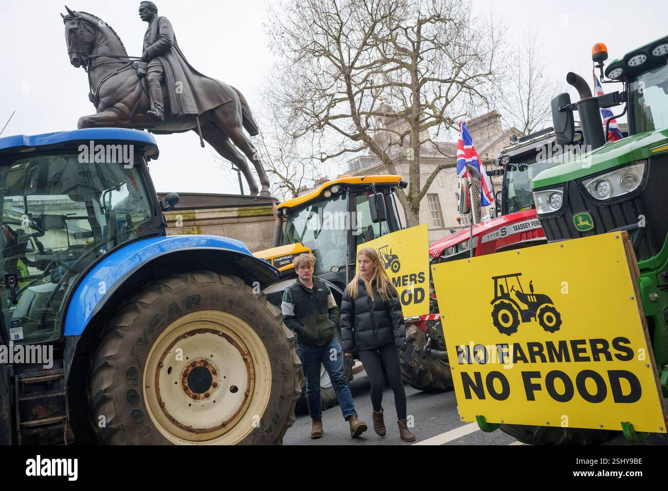 British farmers from ‘Save British Farming’, protest with a mass ...