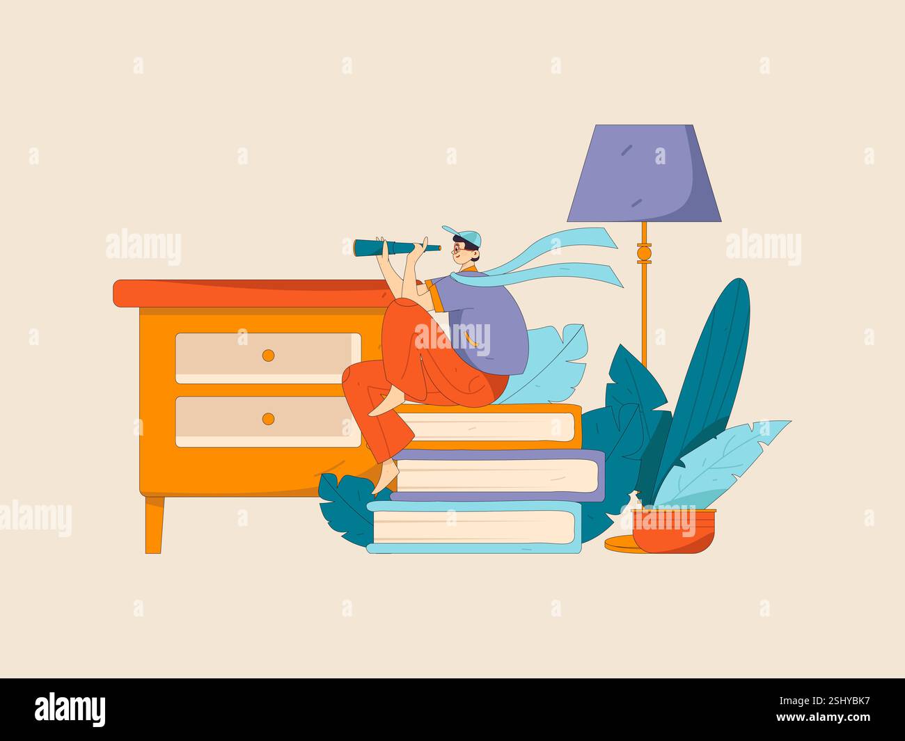 Home indoor character scene flat vector concept operation hand drawn ...