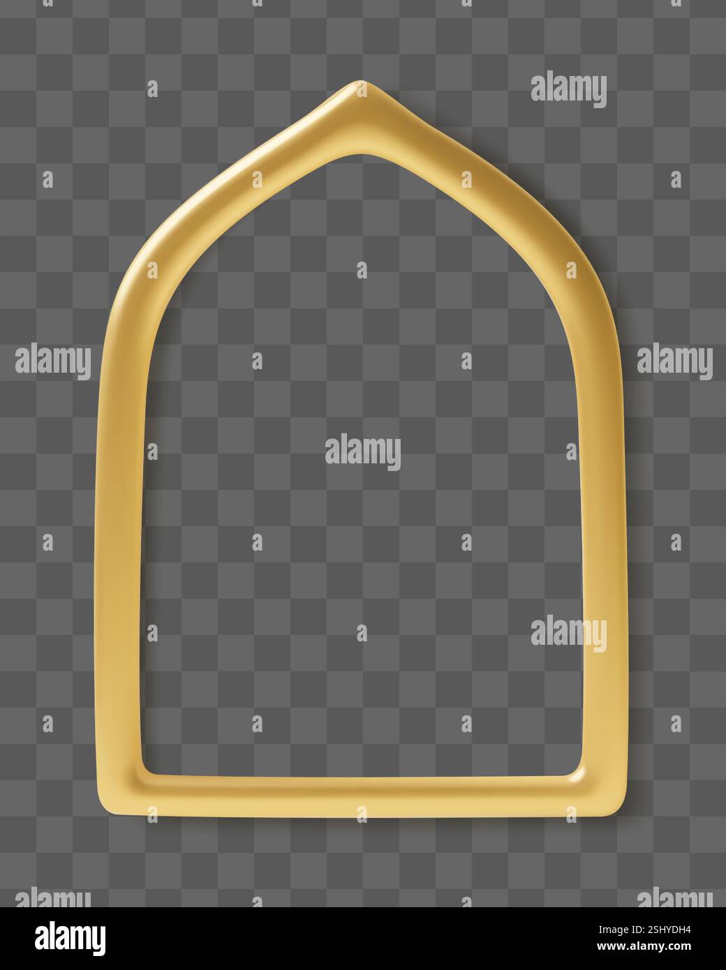 Golden 3d arch or window frame with shadow isolated on transparent ...
