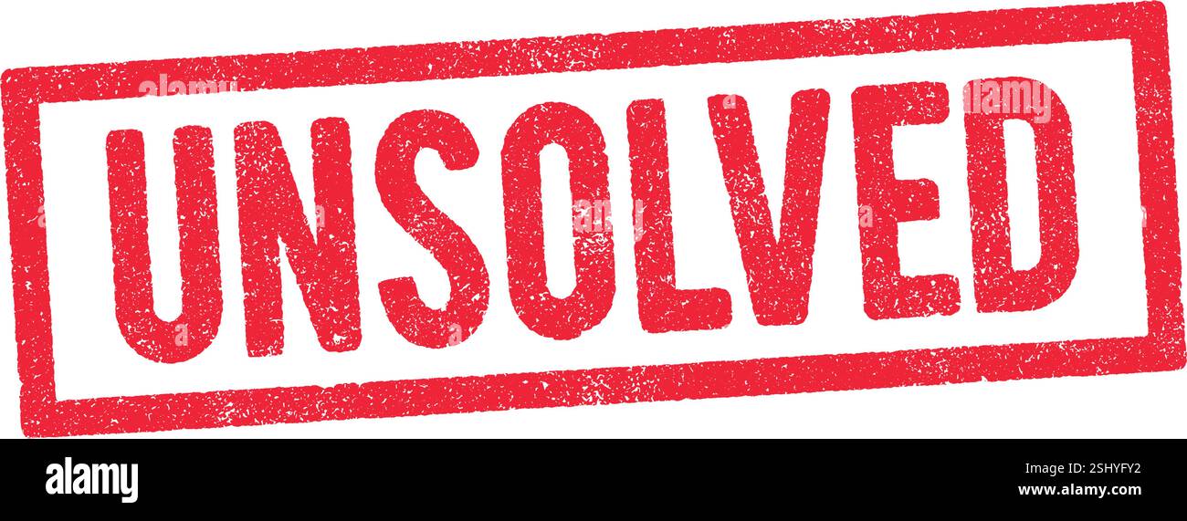 Vector illustration of the word Unsolved in red ink stamp Stock Vector ...