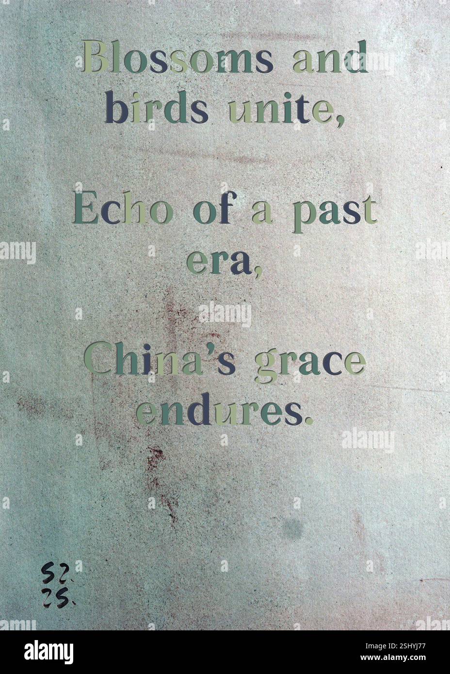 Blossoms and birds unite, Echo of a past era, China's grace endures ...