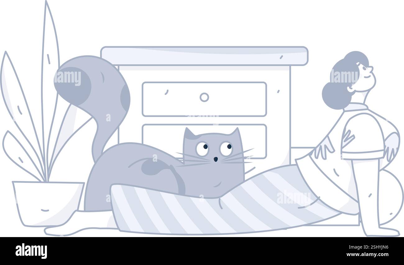 Home indoor character scene flat vector concept operation hand drawn ...