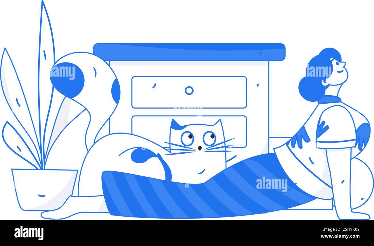 Home indoor character scene flat vector concept operation hand drawn ...