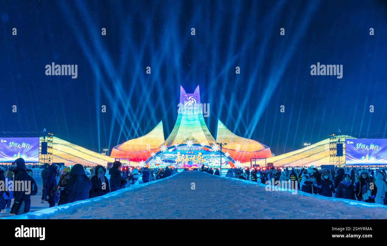 A fireworks show is staged in Harbin Ice and Snow World to celebrate ...