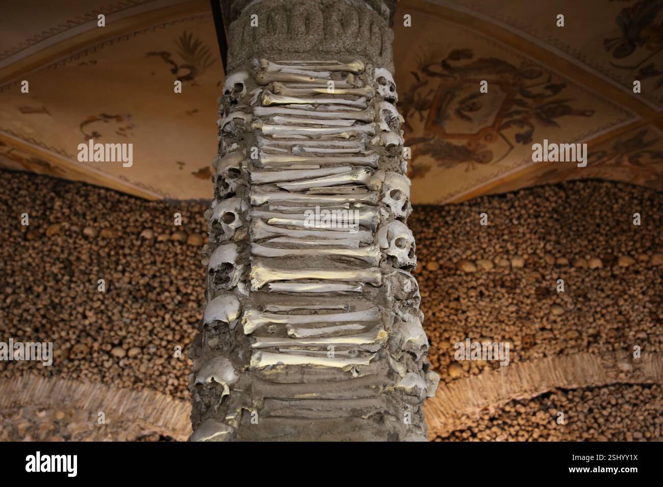 Portugal. Evora. Chapel of Bones. Next Church of st. Francis. Inside ...