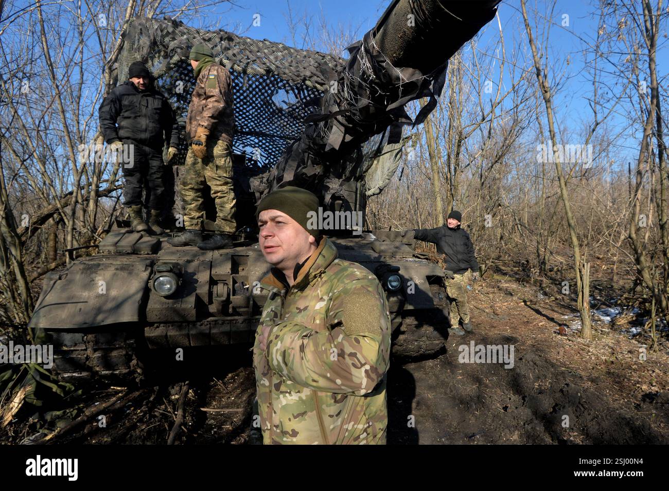 DONETSK REGION, UKRAINE - FEBRUARY 9, 2025 - Anatolii is the commander ...