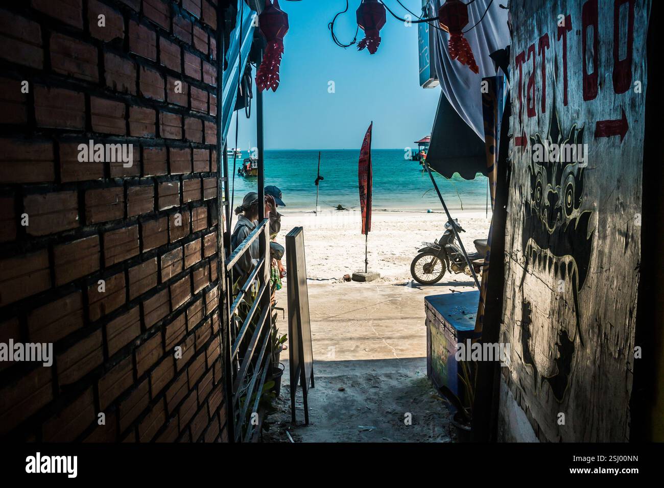 Koh Rong, Cambodia, February 9, 2025 Streets of Koh Touch, the main ...