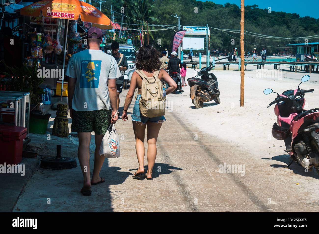 Koh Rong, Cambodia, February 9, 2025 Streets of Koh Touch, the main ...