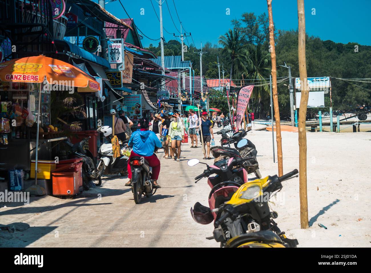 Koh Rong, Cambodia, February 9, 2025 Streets of Koh Touch, the main ...