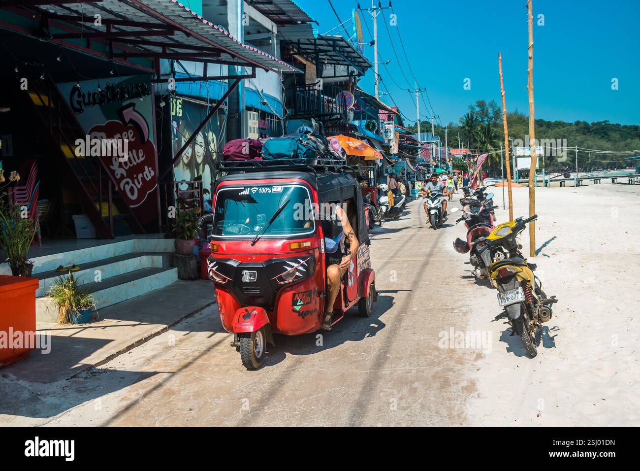 Koh Rong, Cambodia, February 9, 2025 Streets of Koh Touch, the main ...