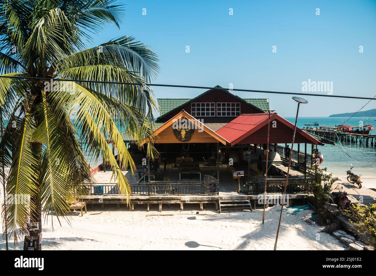 Koh Rong, Cambodia, February 9, 2025 Streets of Koh Touch, the main ...