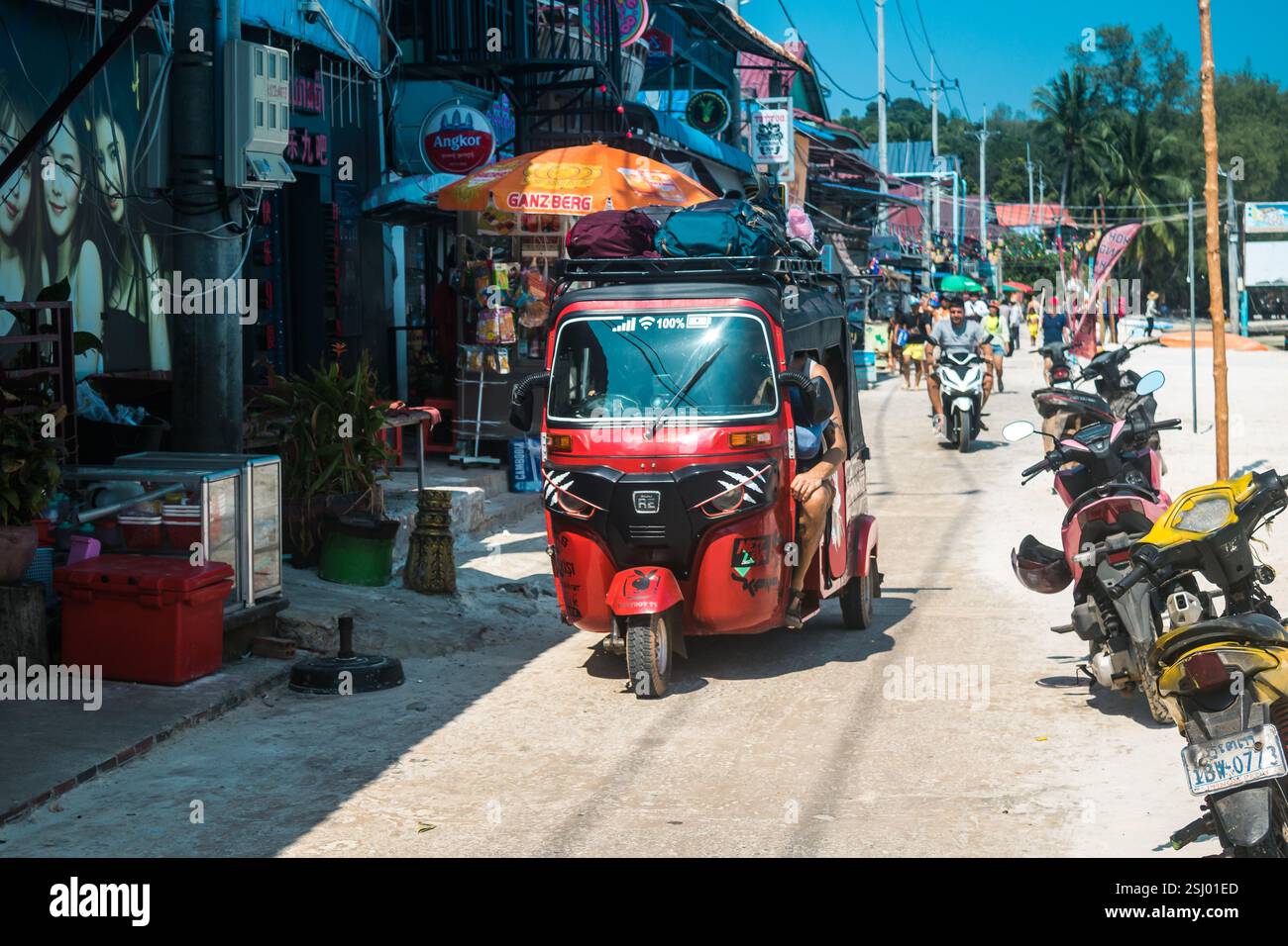 Koh Rong, Cambodia, February 9, 2025 Streets of Koh Touch, the main ...