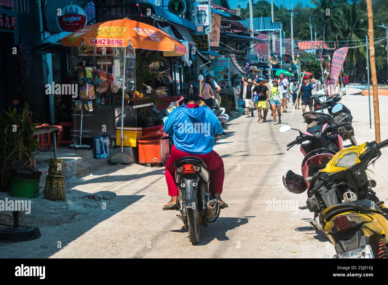 Koh Rong, Cambodia, February 9, 2025 Streets of Koh Touch, the main ...