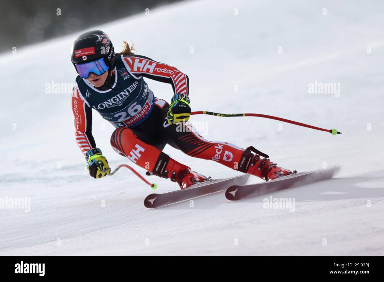 Canada's Cassidy Gray competes in a downhill run of a women's team ...