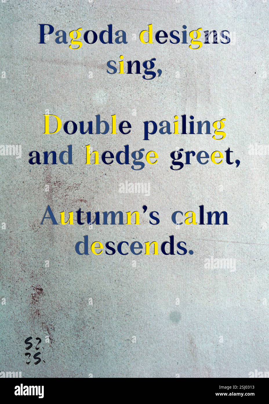 Pagoda designs sing, Double pailing and hedge greet, Autumn's calm ...