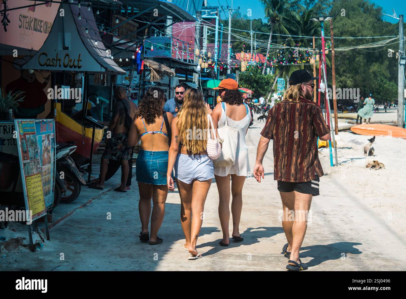Koh Rong, Cambodia, February 9, 2025 Streets of Koh Touch, the main ...