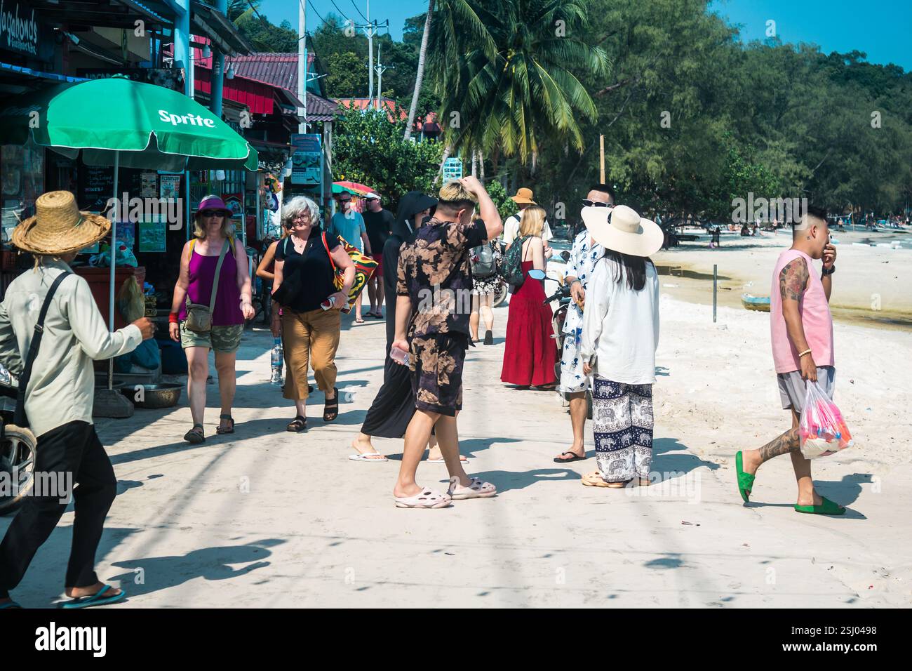 Koh Rong, Cambodia, February 9, 2025 Streets of Koh Touch, the main ...