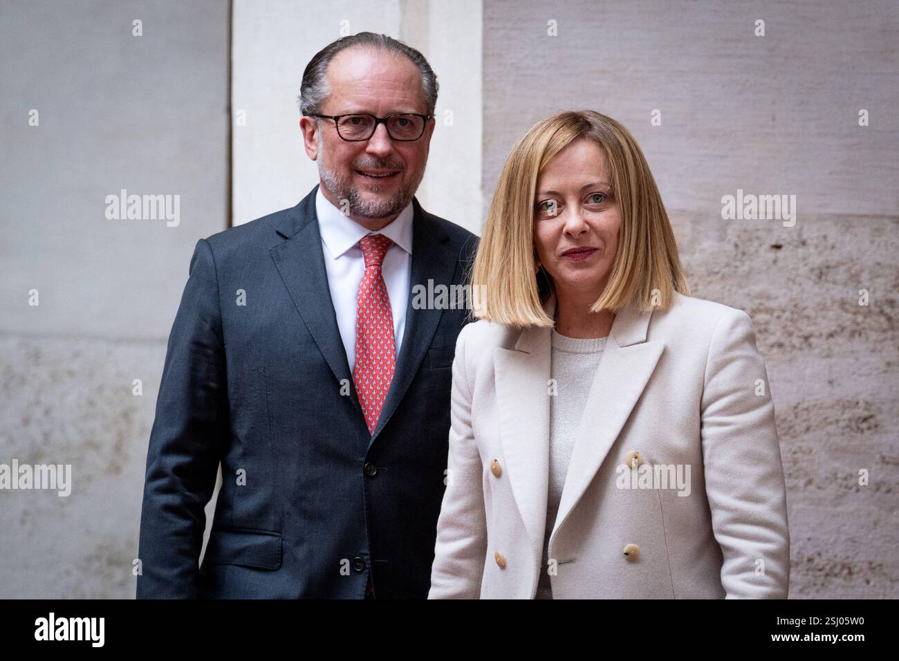Rome, Italy. 10th Feb, 2025. Italian Prime Minister Giorgia Meloni and ...