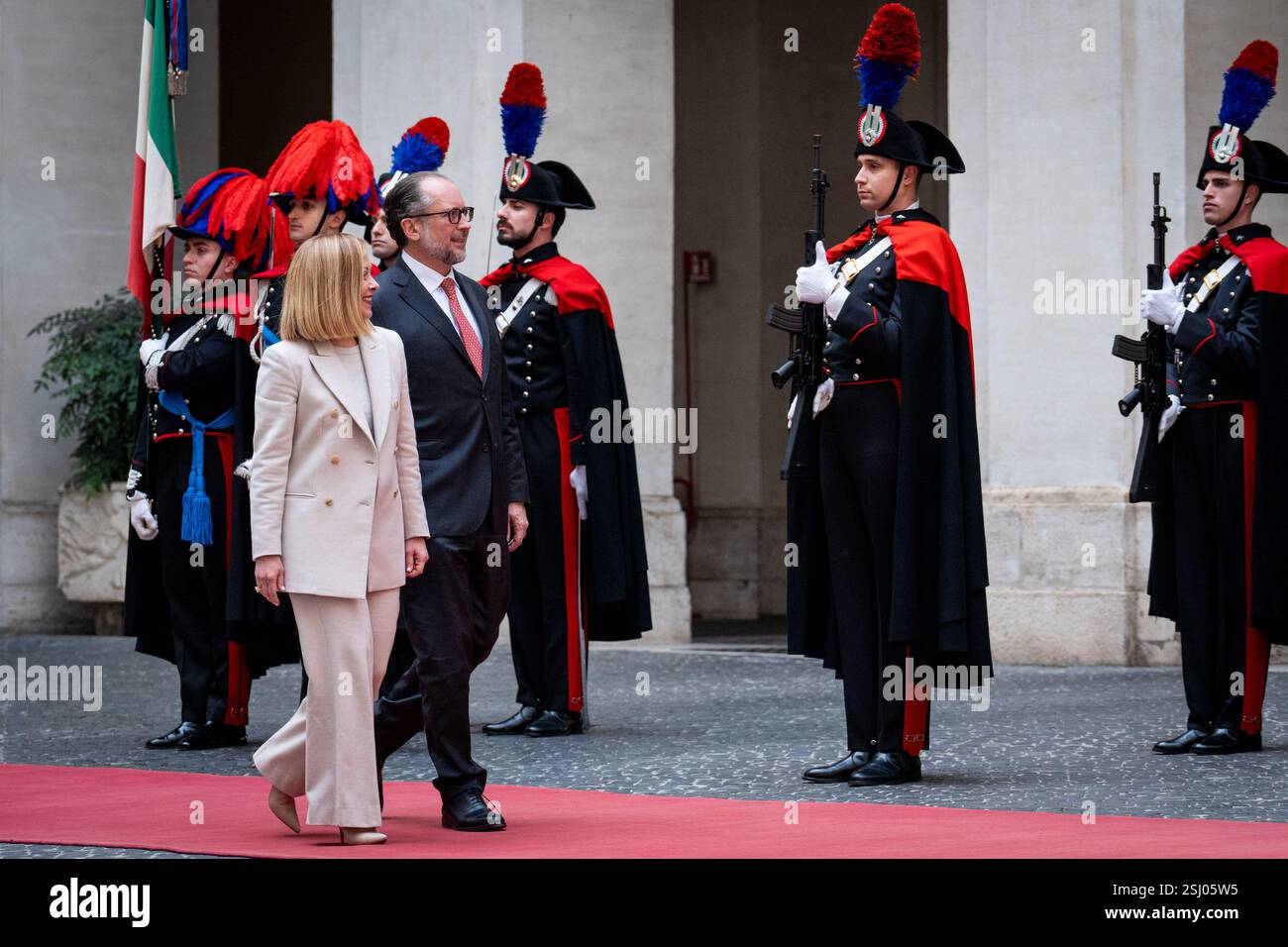 Rome, Italy. 10th Feb, 2025. Italian Prime Minister Giorgia Meloni and ...