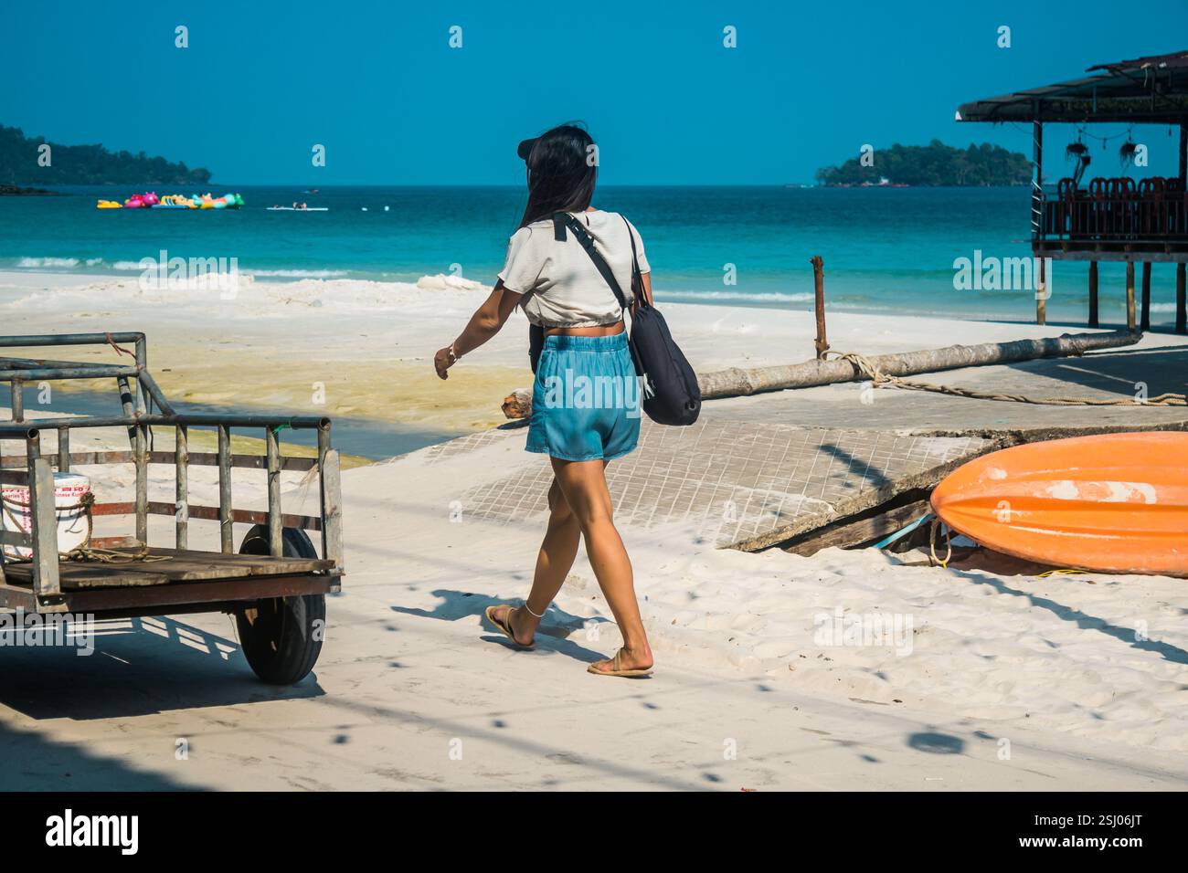 Koh Rong, Cambodia, February 9, 2025 Streets of Koh Touch, the main ...