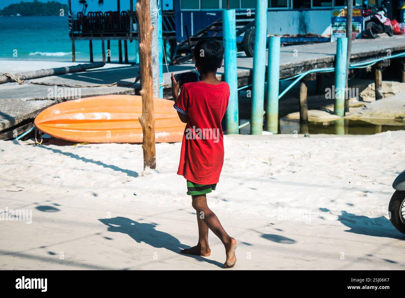 Koh Rong, Cambodia, February 9, 2025 Streets of Koh Touch, the main ...