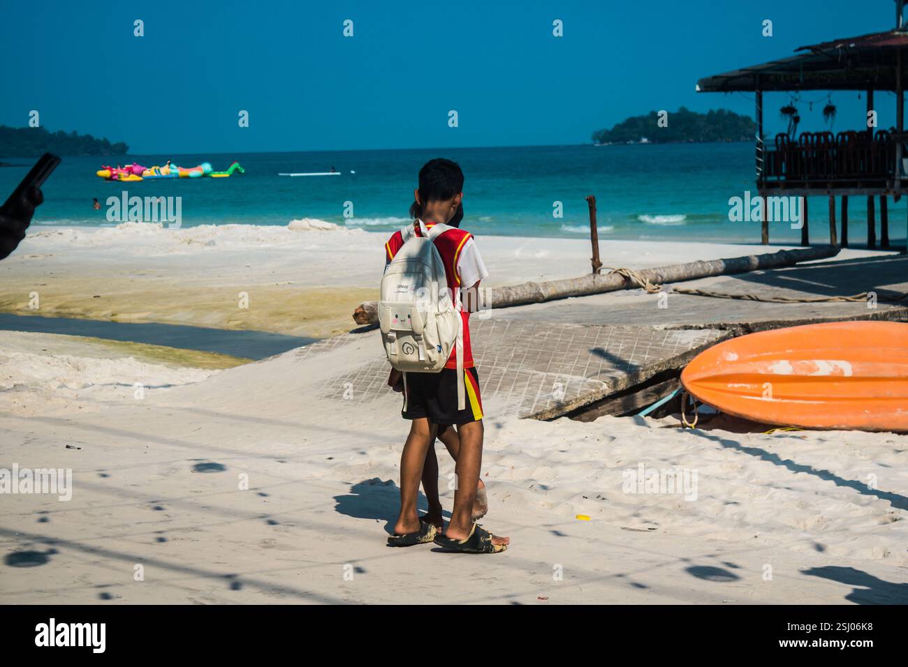 Koh Rong, Cambodia, February 9, 2025 Streets of Koh Touch, the main ...