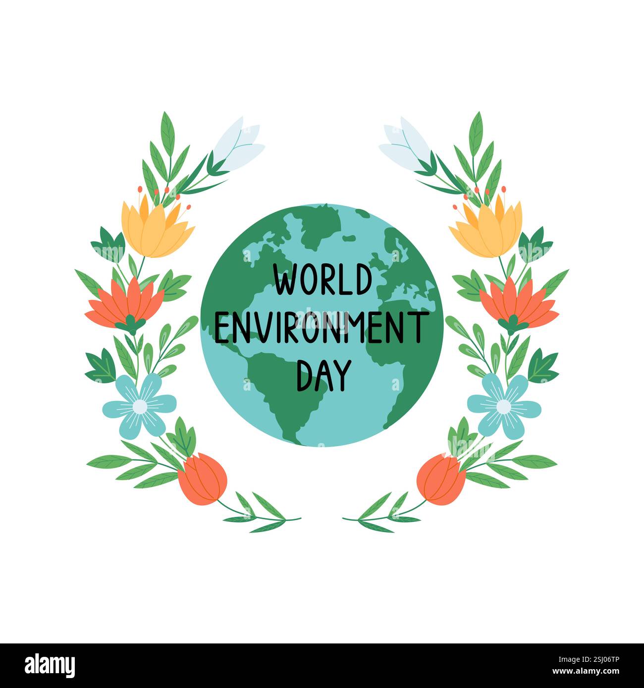 World environmental day concept. Illustration of earth inside flower ...