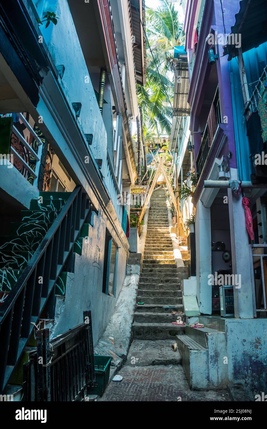 Koh Rong, Cambodia, February 9, 2025 Streets of Koh Touch, the main ...