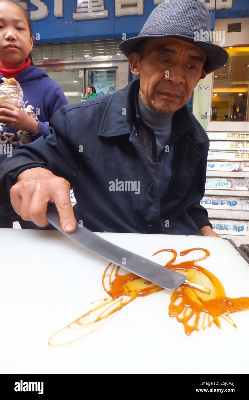 Sugar paintings draw people in Chongqing, China, 7 February, 2025 Stock ...