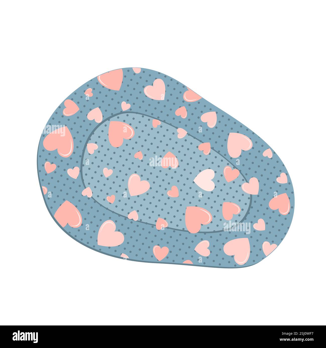 Cute kids sticking eye plaster with hearts pattern. Isolated vector ...