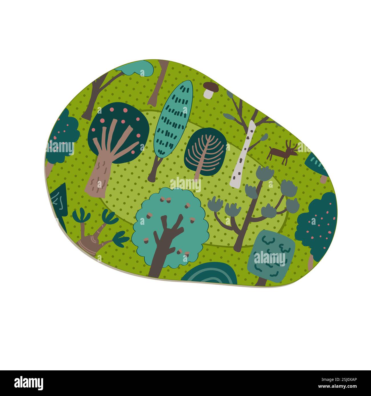 Cute kids sticking eye plaster with forest trees pattern. Isolated ...