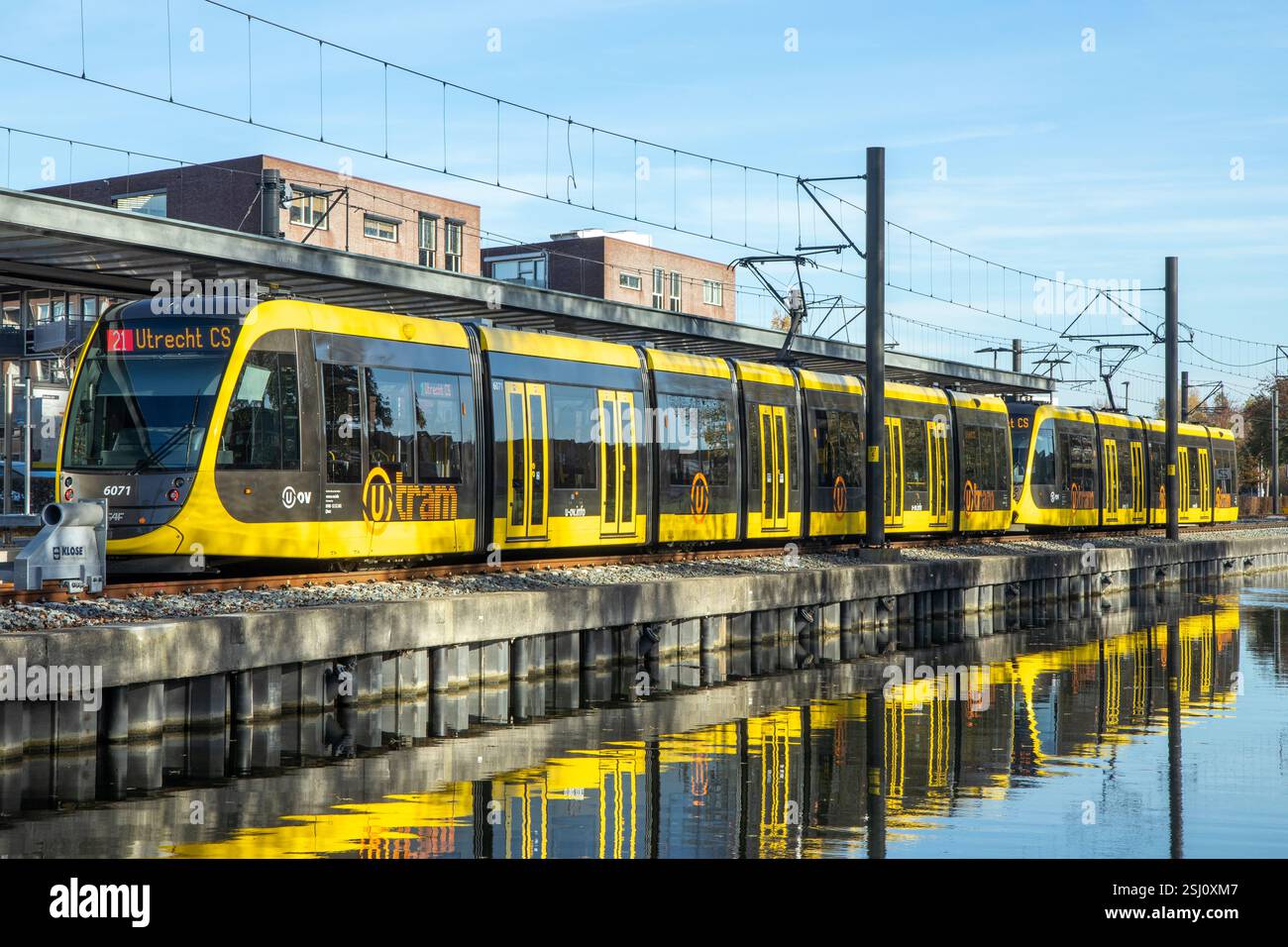 Tram at station IJsselstein Zuid departs for Utrecht CS station Stock ...