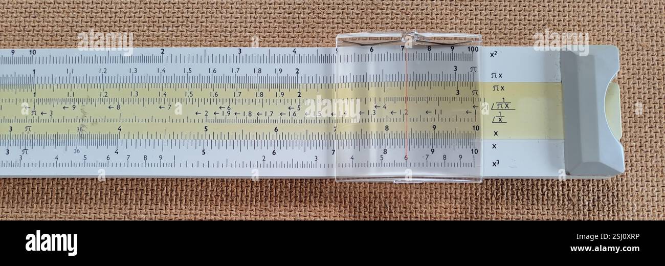 Slide rule old manual tool for calculation, banner format Stock Photo ...