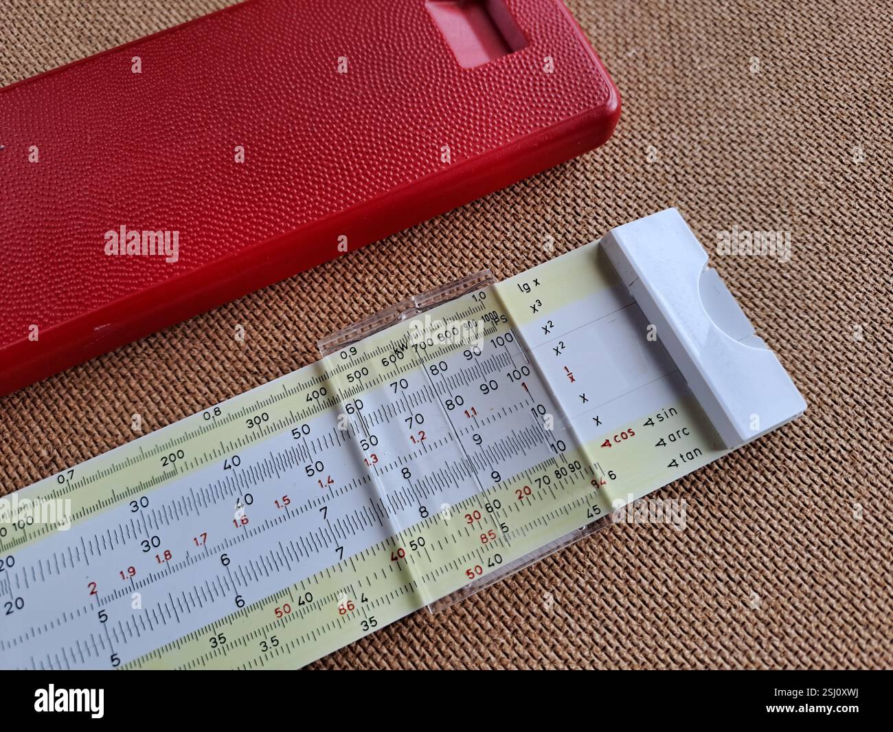 Slide rule old manual tool for calculation, with red case Aristo Stock ...