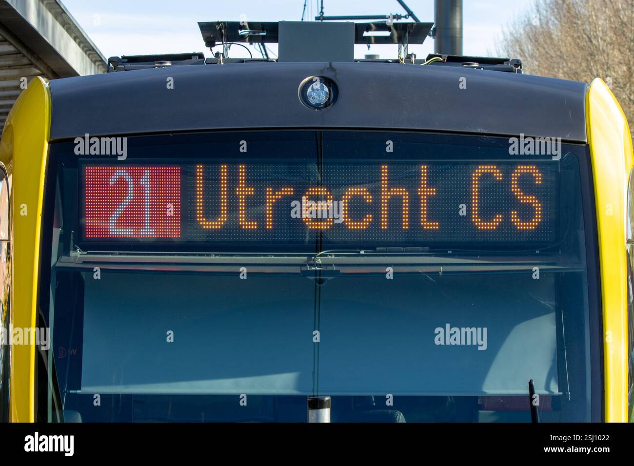 Tram at station IJsselstein Zuid departs for Utrecht CS station Stock ...