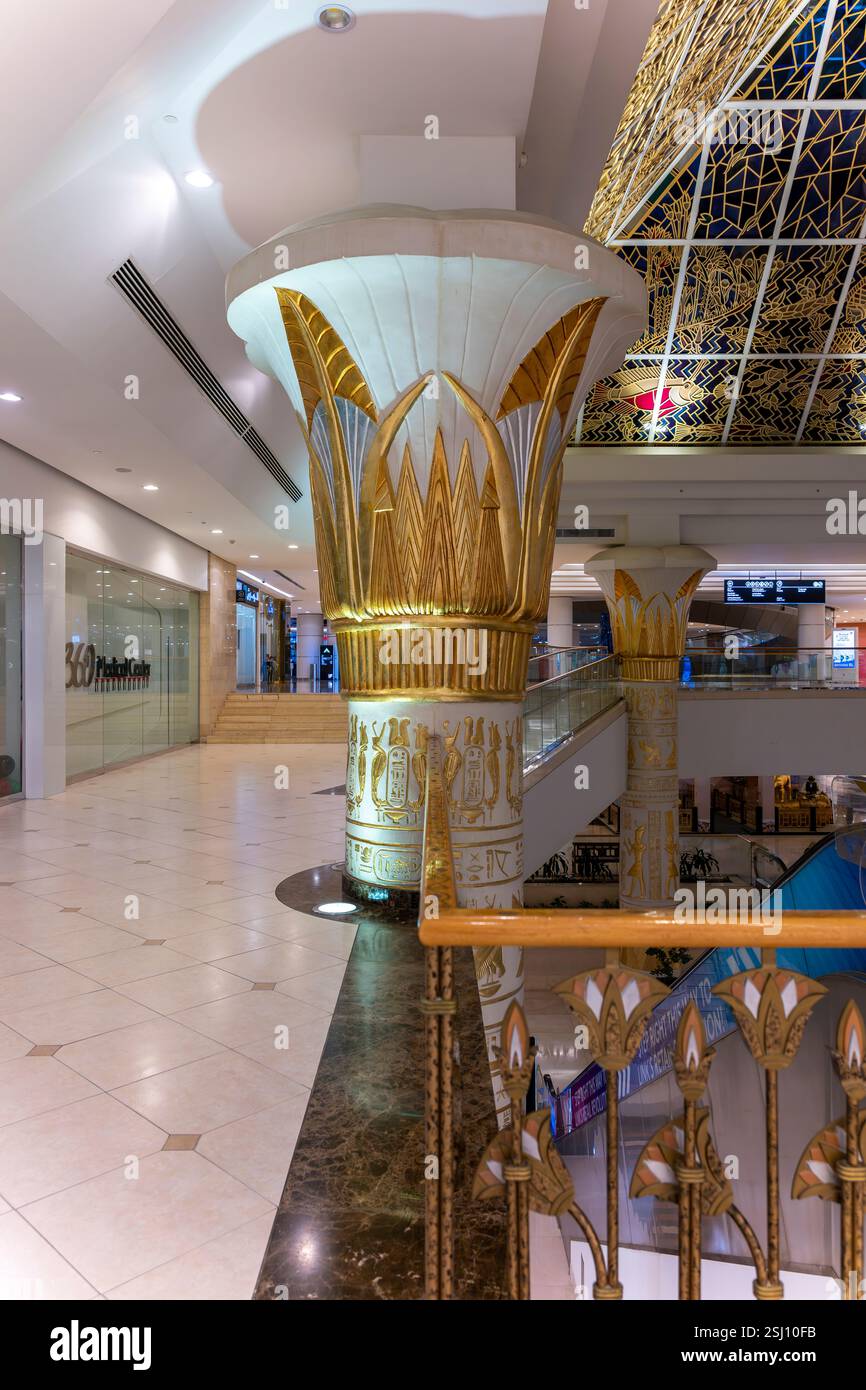 Columns inside a pyramid at Wafi City - a stylish destination in Dubai ...