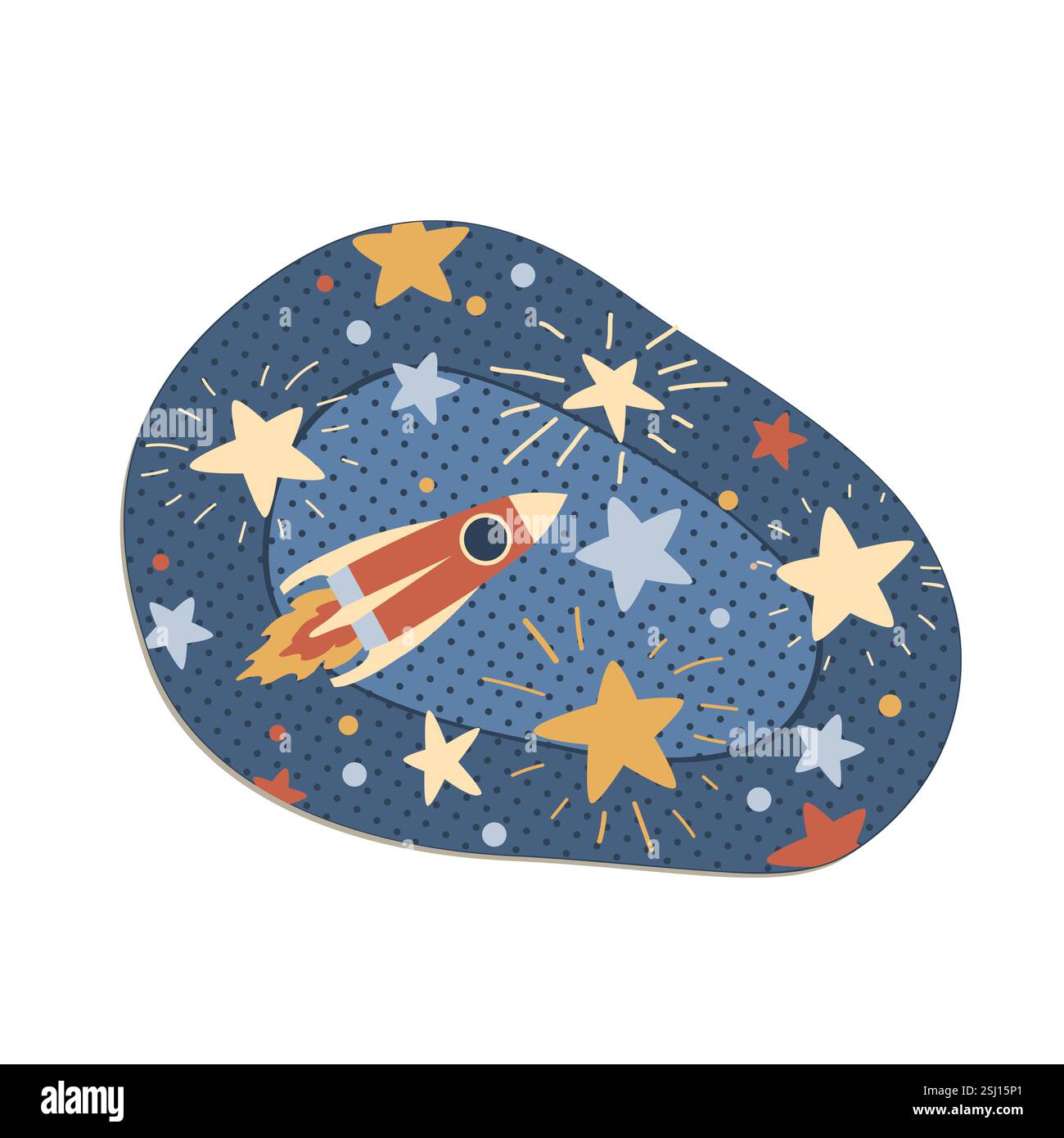 Cute kids sticking eye plaster with stars and rocket pattern. Isolated ...
