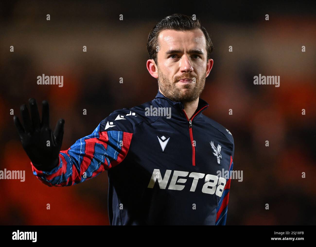 Doncaster, UK. 10th Feb, 2025. Ben Chilwell of Crystal Palace warms up ...