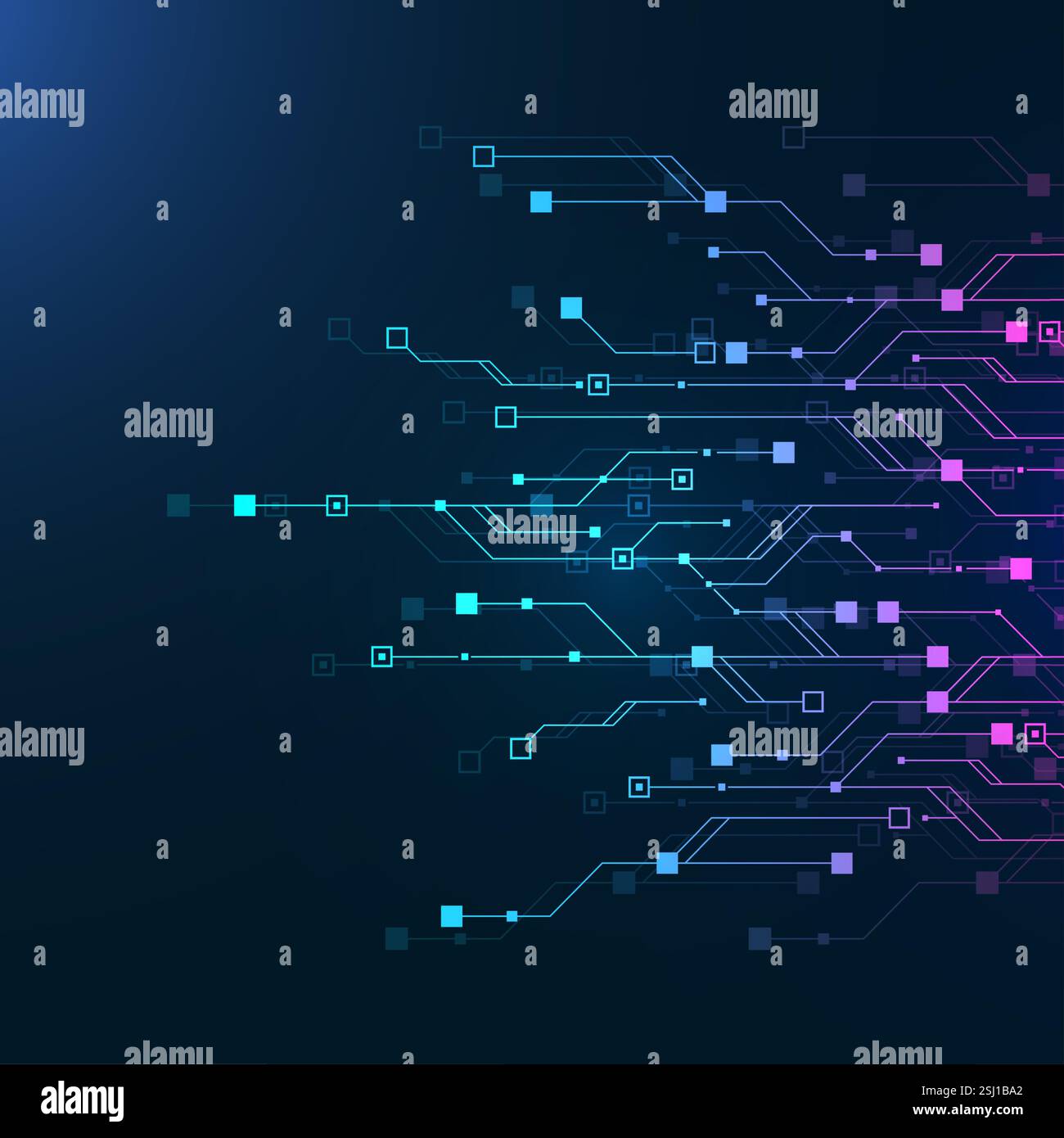 Artificial Intelligence or machine learning vector design. Quantum computer technology concept ...