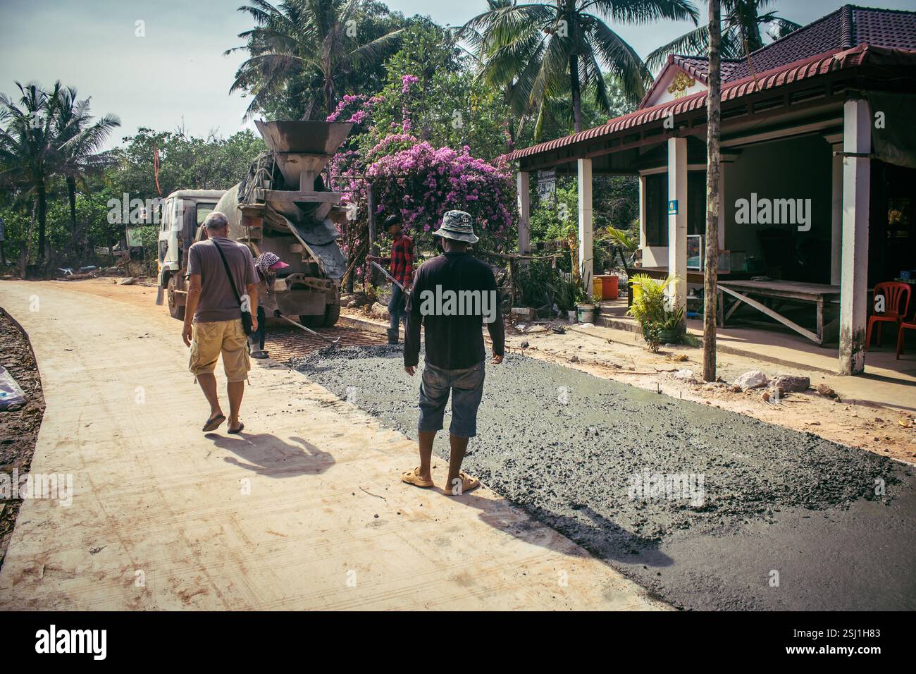 Preak Svay, Koh Rong Island, Cambodia, February 6, 2025 Local people ...