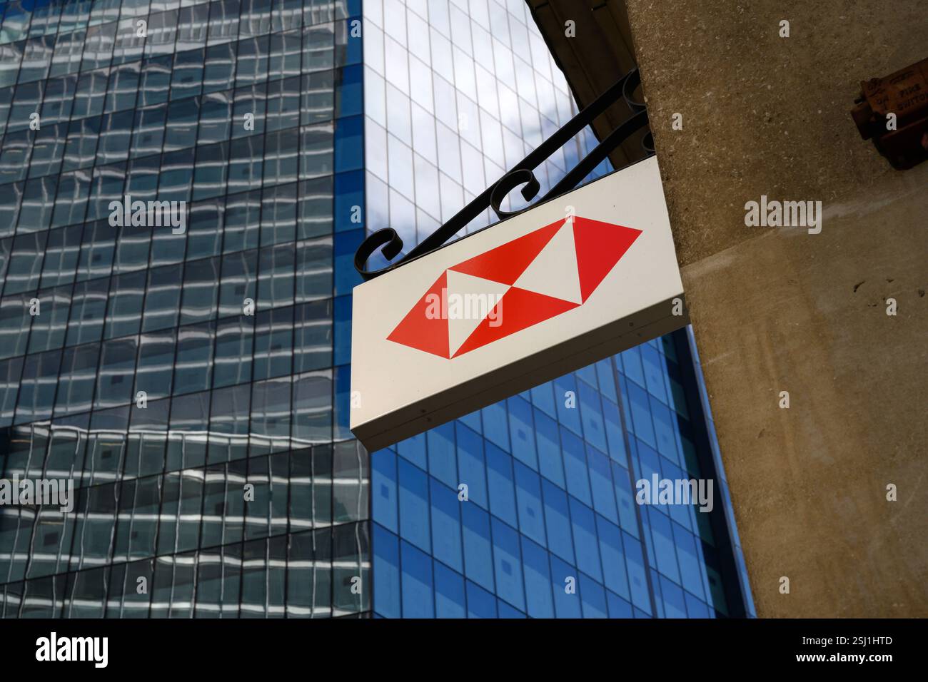 The logo of HSBC Holdings PLC, a British universal bank and financial ...