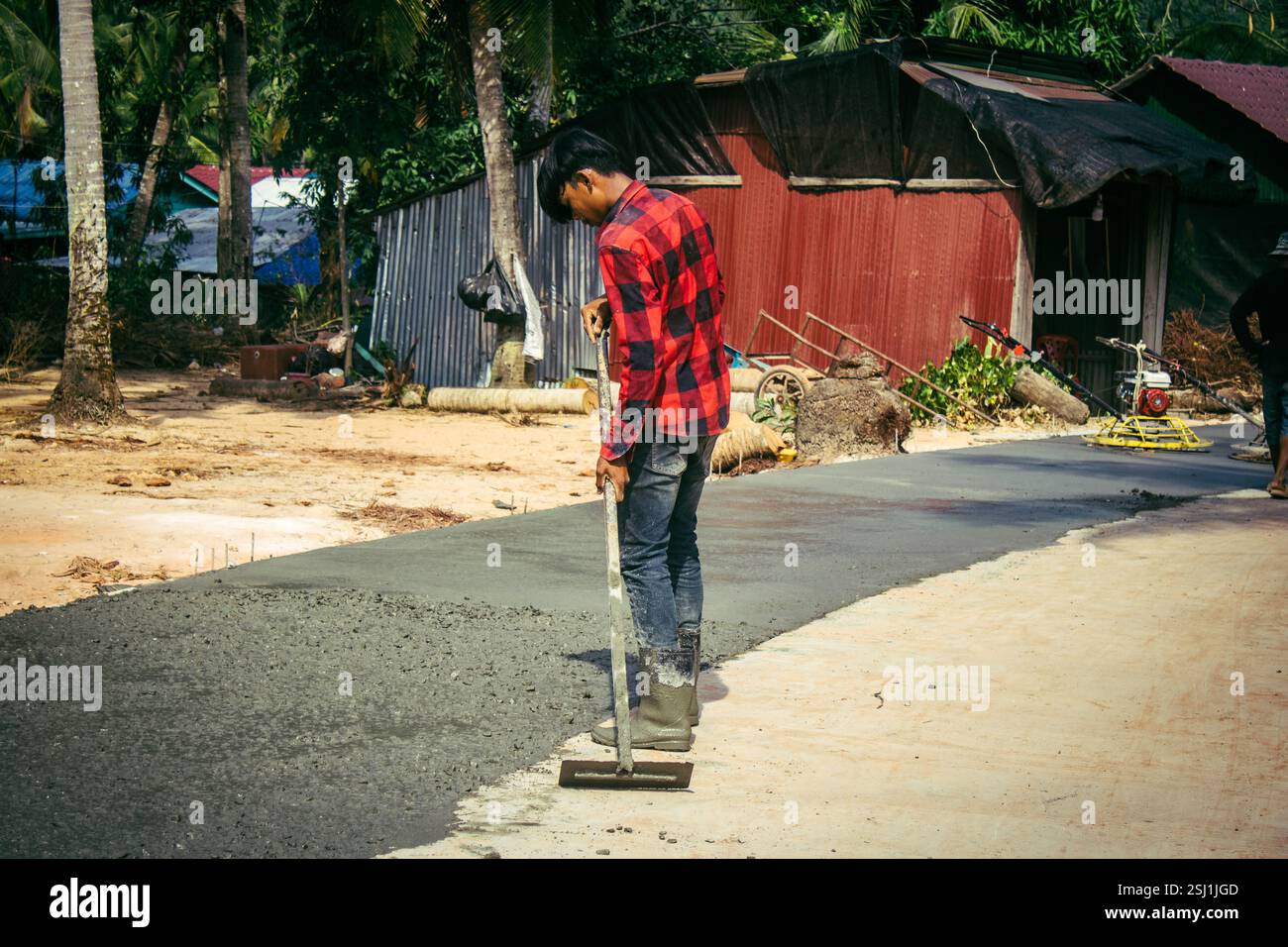 Preak Svay, Koh Rong Island, Cambodia, February 6, 2025 Local people ...