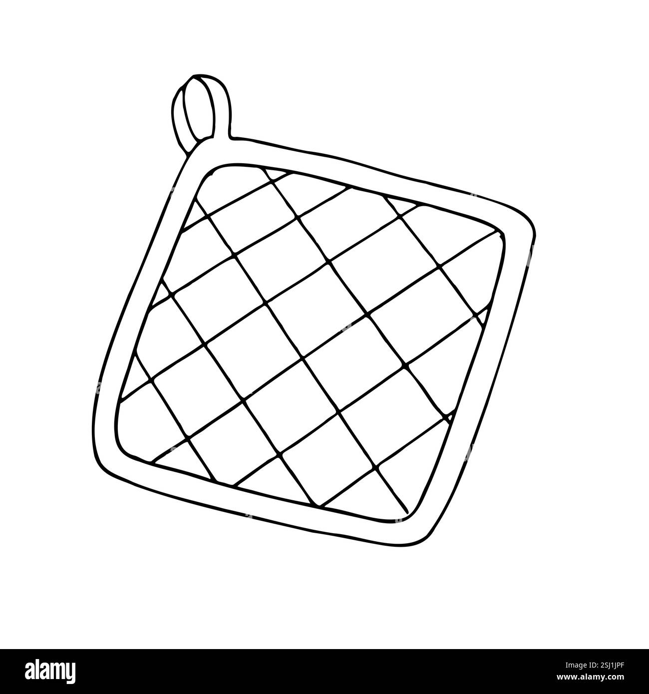 Vector pot holders. Graphic ink Oven Mitt, kitchen tool illustration ...