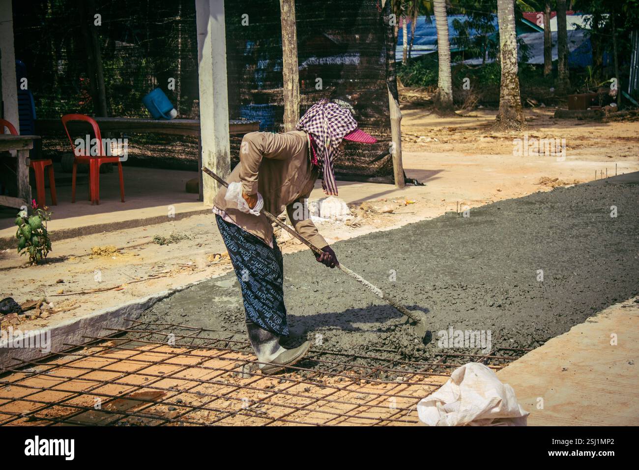 Preak Svay, Koh Rong Island, Cambodia, February 6, 2025 Local people ...
