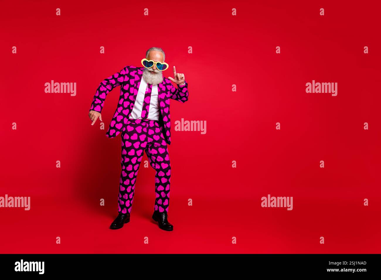 Full length photo of funky aged man amour cupid character role play ...