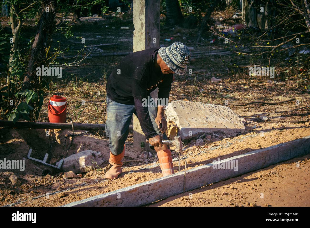 Preak Svay, Koh Rong Island, Cambodia, February 6, 2025 Local people ...