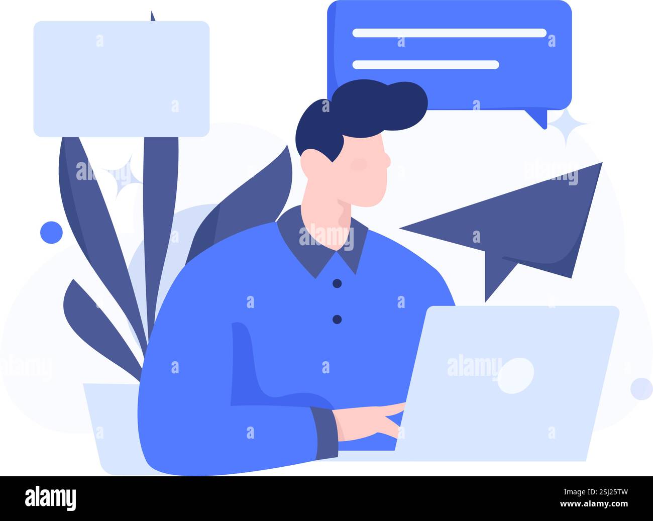 Flat vector illustration of business people operating work scene Stock ...