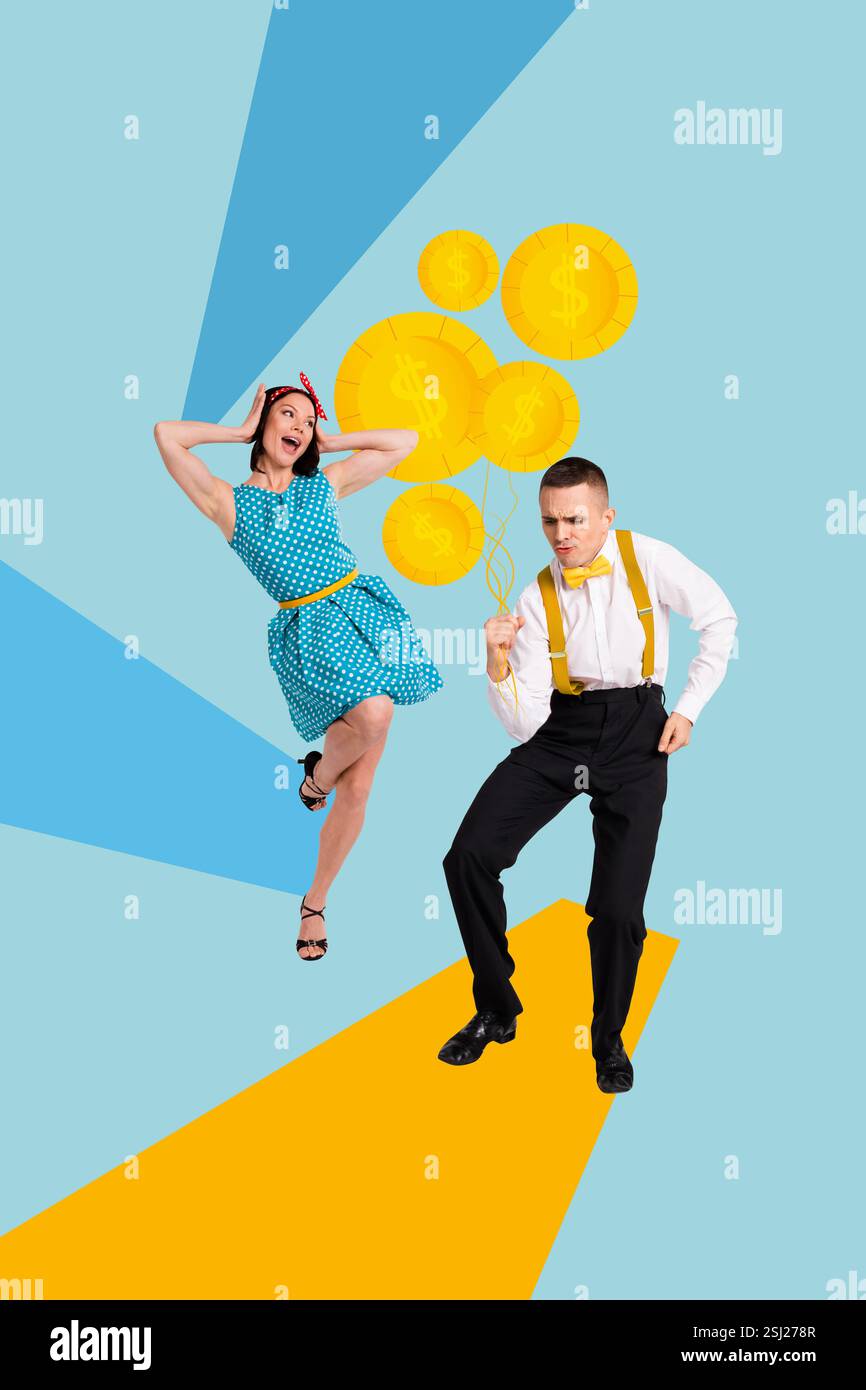 Composite image montage trend artwork 3D collage of couple young man ...