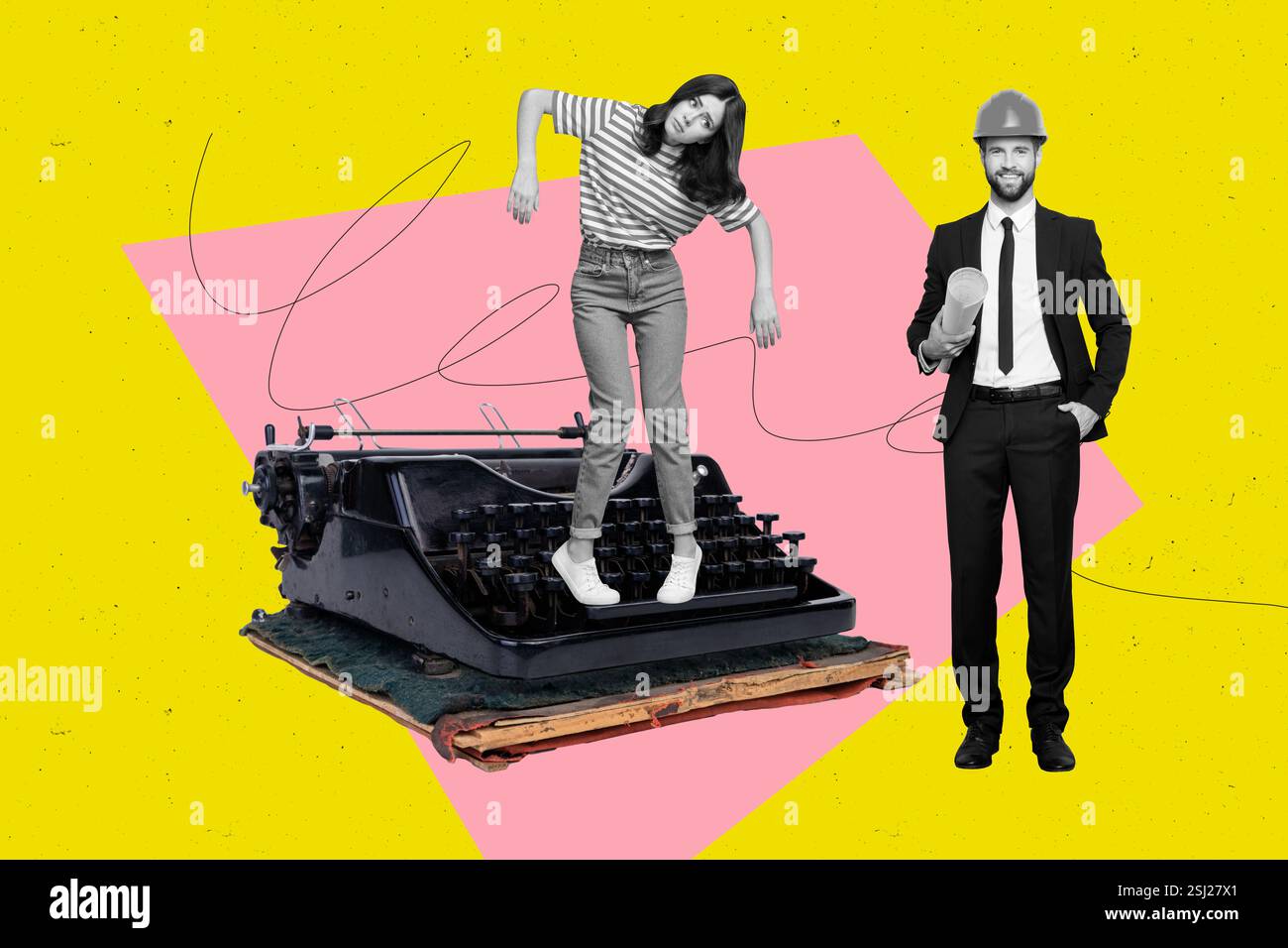 Creative composite sketch artwork collage of vacancy job office manager ...